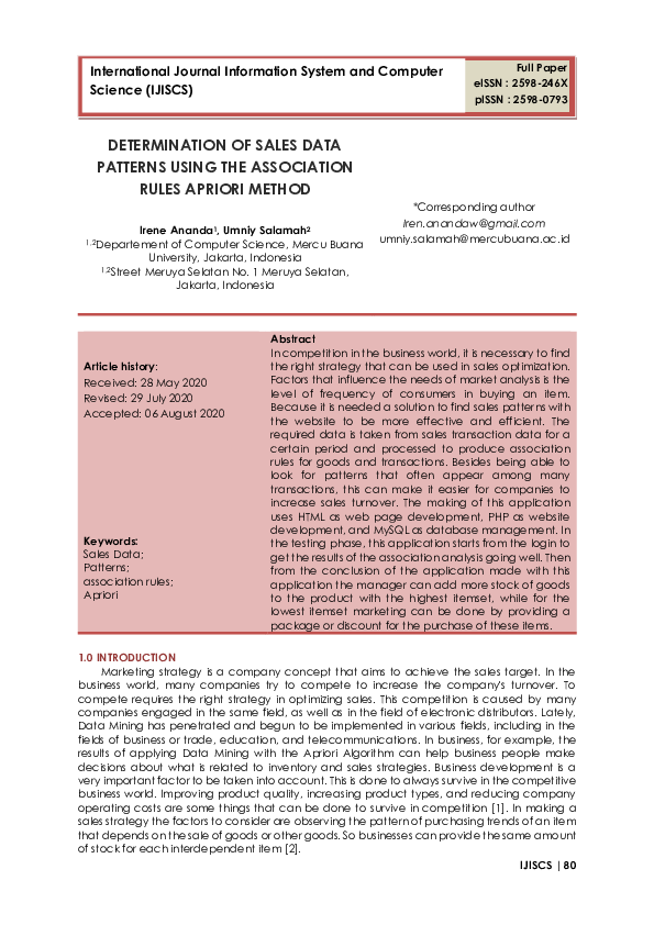 Pdf Optimizing Sales With Apriori Algorithm