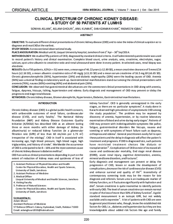 (PDF) Clinical Spectrum of Chronic Kidney Disease: A Study of 50 ...