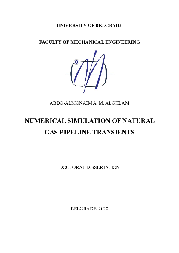 Pdf Numerical Simulation Of Natural Gas Pipeline Transients 