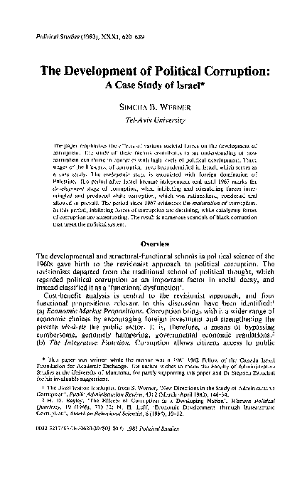 (PDF) The Development of Political Corruption: A Case Study of Israel