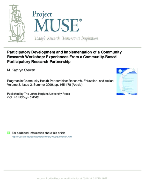 (PDF) Participatory Development and Implementation of a Community ...