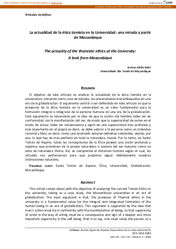 (PDF) La actualidad de la ética tomista en la Universidad: una mirada a ...