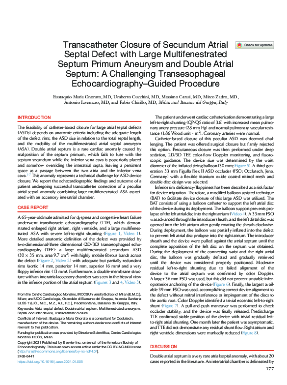 (PDF) Transcatheter Closure of Secundum Atrial Septal Defect with Large ...