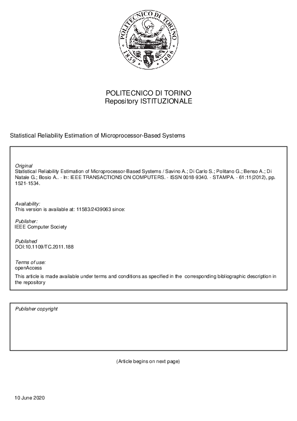 Pdf Statistical Reliability Estimation Of Microprocessor Based 5491
