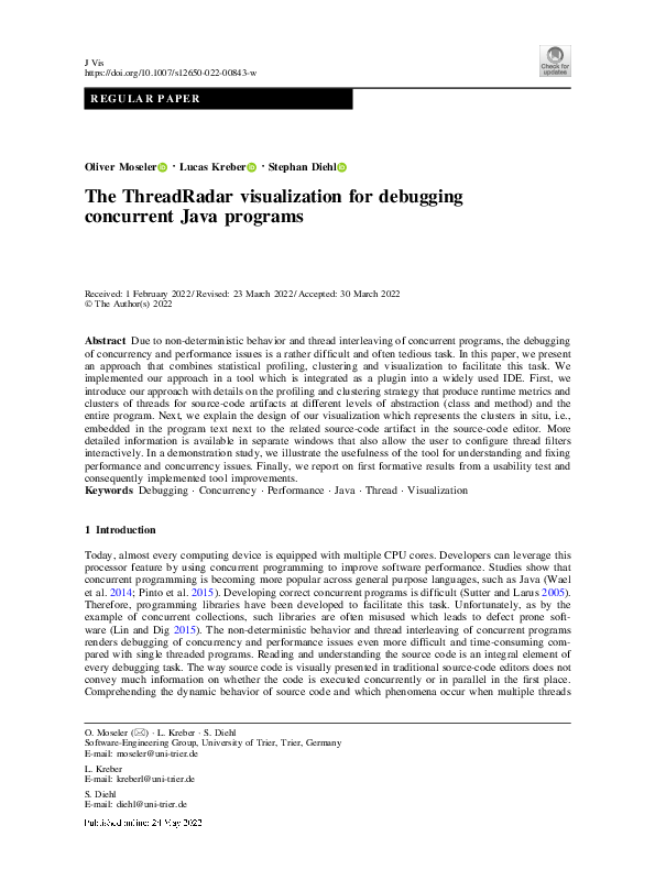Pdf The Threadradar Visualization For Debugging Concurrent Java Programs