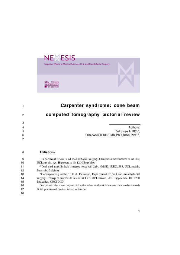 (PDF) Carpenter syndrome: cone beam computed tomography pictorial review