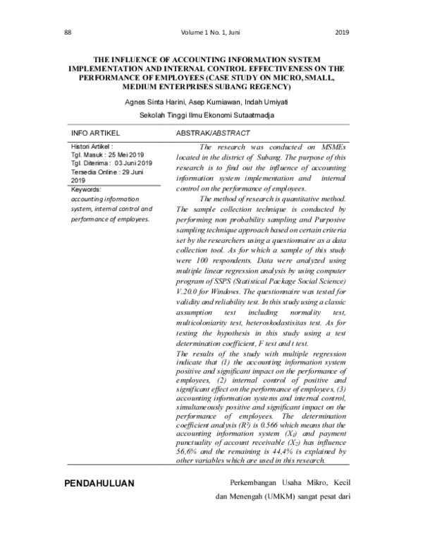 (PDF) The Influence of Accounting Information System Implementation and Internal Control ...