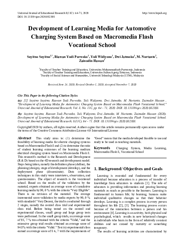 (PDF) Development of Learning Media for Automotive Charging System Based on Macromedia Flash ...