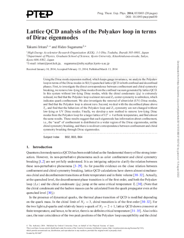 Pdf Lattice Qcd Analysis Of The Polyakov Loop In Terms Of Dirac