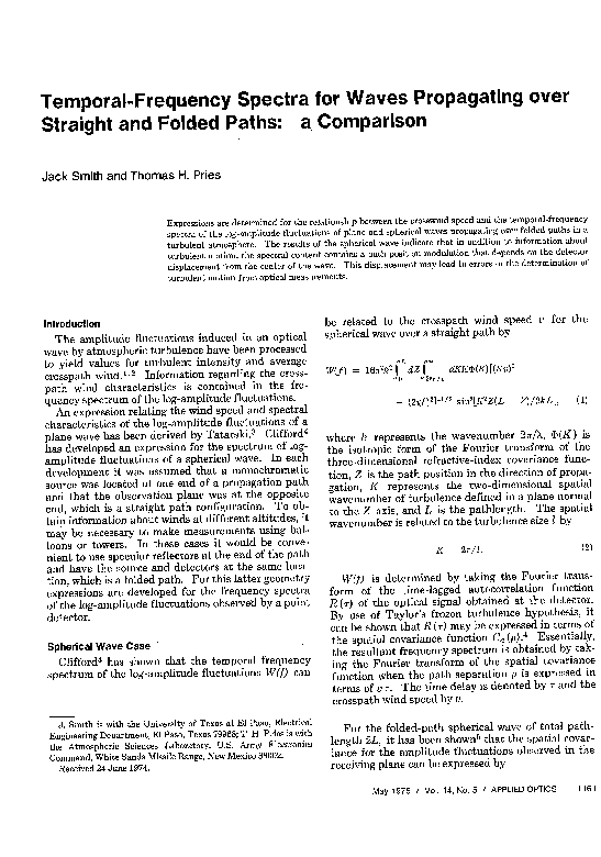 (PDF) Temporal-Frequency Spectra for Waves Propagating over Straight and Folded Paths: a Comparison