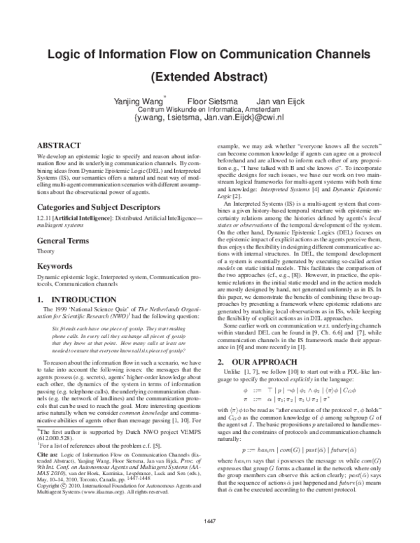 (PDF) Logic of Information Flow on Communication Channels