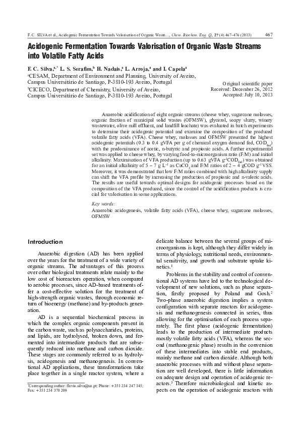 (PDF) Acidogenic fermentation towards valorisation of organic waste ...