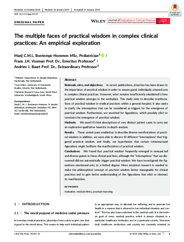 (PDF) The multiple faces of practical wisdom in complex clinical ...
