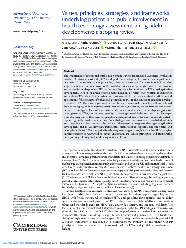 (PDF) Values, principles, strategies, and frameworks underlying patient ...