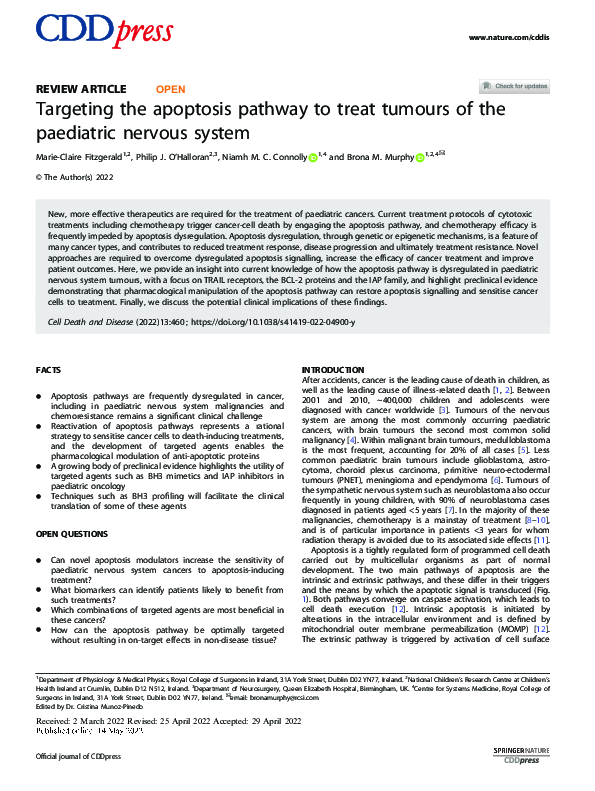 (PDF) Targeting the apoptosis pathway to treat tumours of the ...