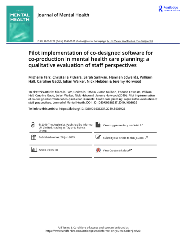(PDF) Pilot implementation of co-designed software for co-production in ...