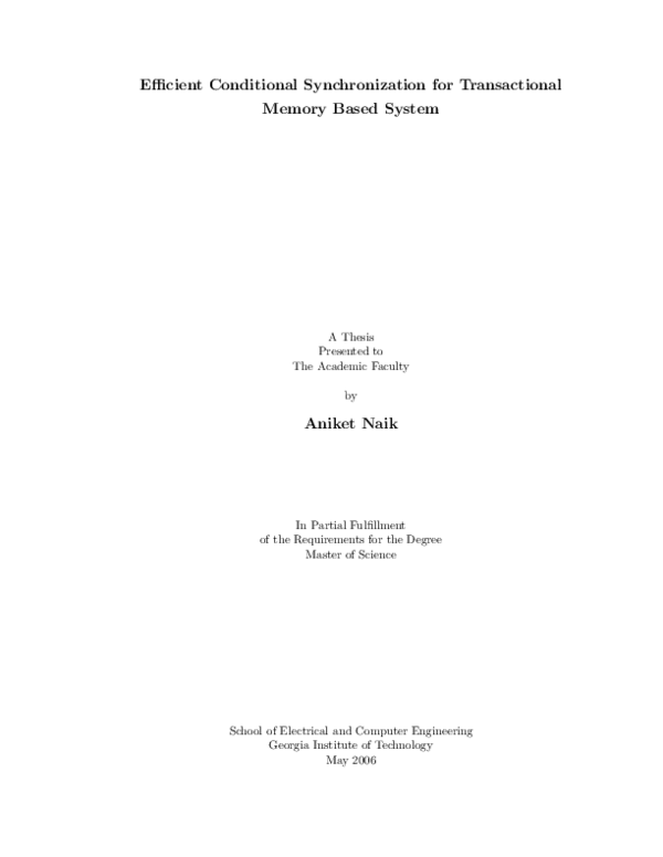 (PDF) Efficient Conditional Synchronization for Transactional Memory Based System Approved by