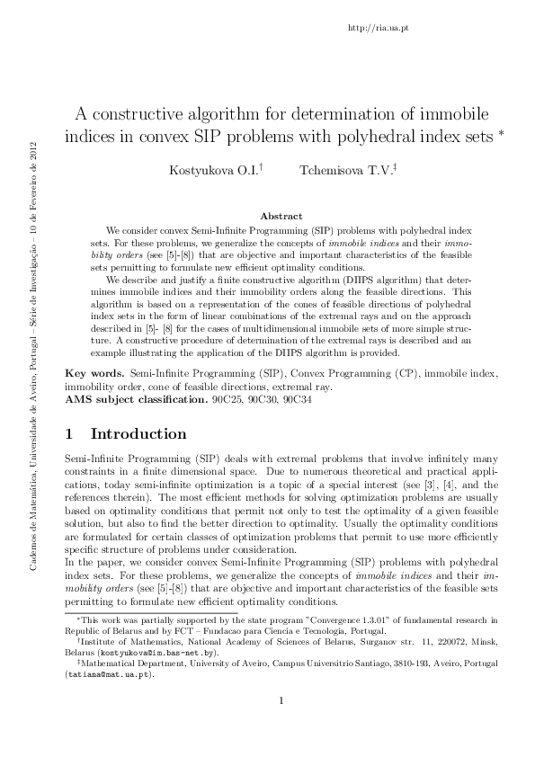 (PDF) A constructive algorithm for determination of immobile indices in convex SIP problems with ...
