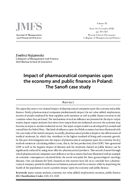 (PDF) Impact of pharmaceutical companies upon the economy and public finance in Poland: The ...