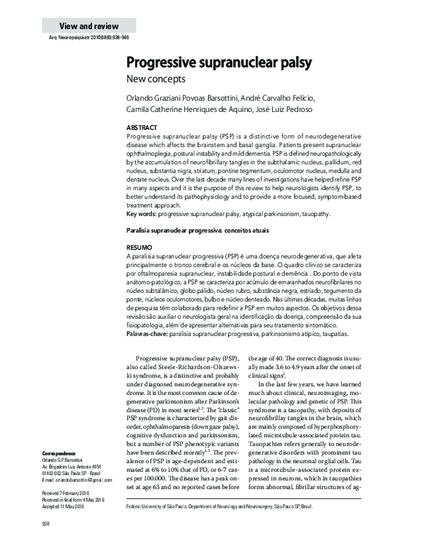 (PDF) Progressive supranuclear palsy: new concepts