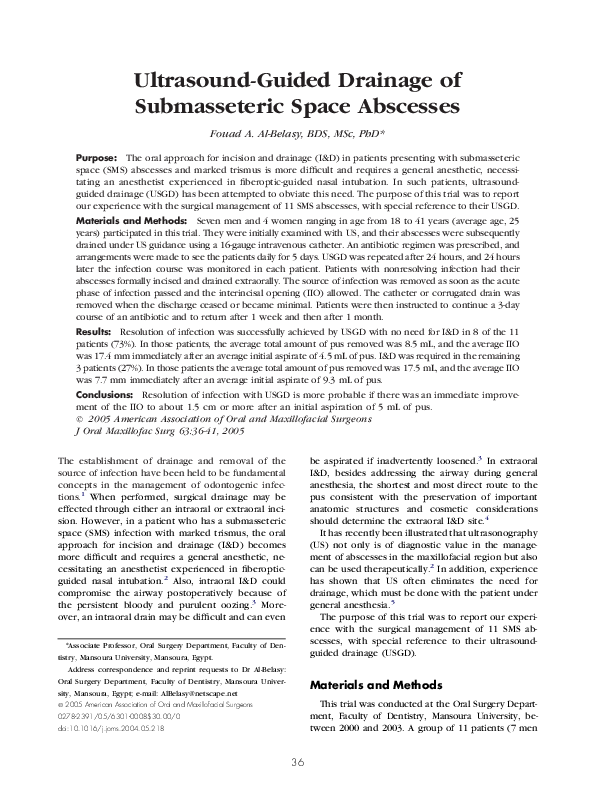 (PDF) Ultrasound-guided drainage of submasseteric space abscesses ...