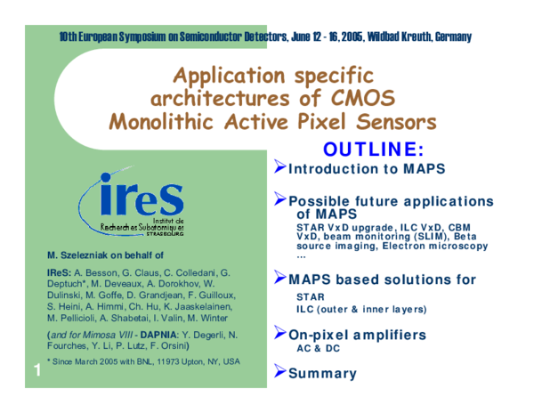 (PDF) Application-specific architectures of CMOS monolithic active pixel sensors