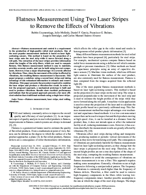 (PDF) Flatness measurement using two laser stripes to remove the ...