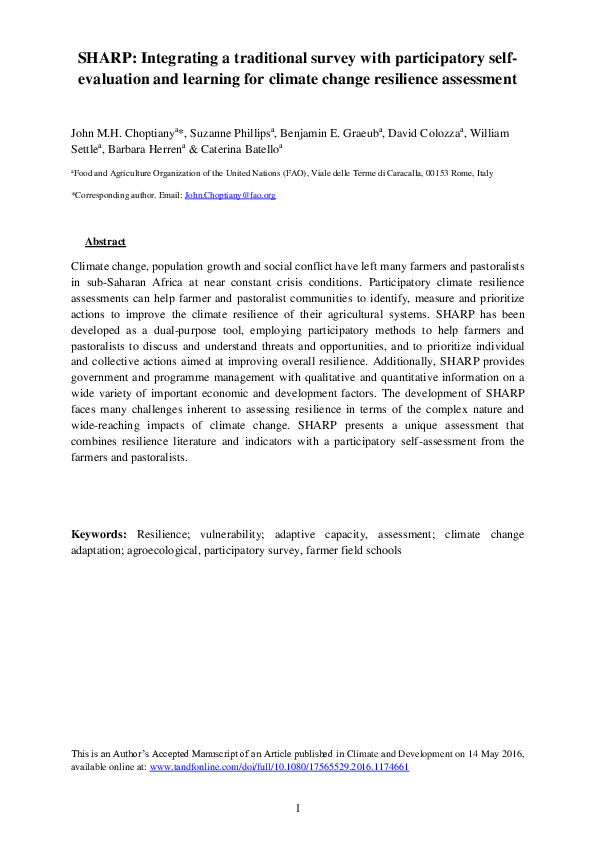 (PDF) SHARP: integrating a traditional survey with participatory self ...
