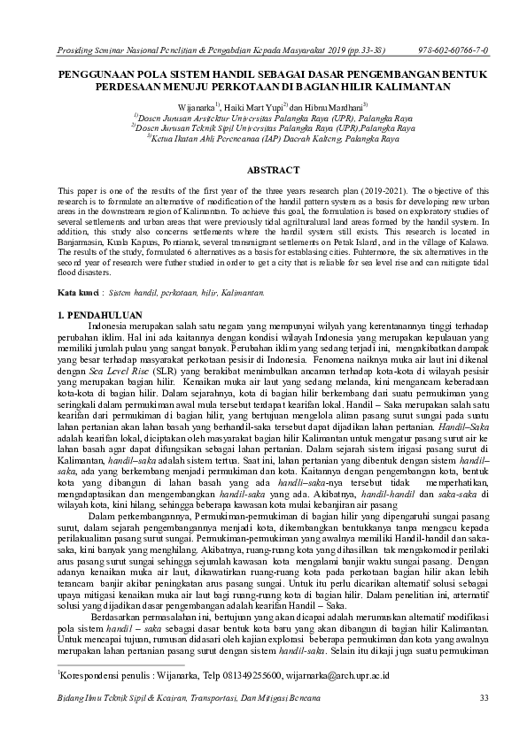 (PDF) Penggunaan Pola Sistem Handil Sebagai Dasar Pengembangan Bentuk ...