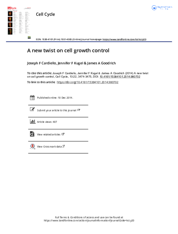 (PDF) A new twist on cell growth control