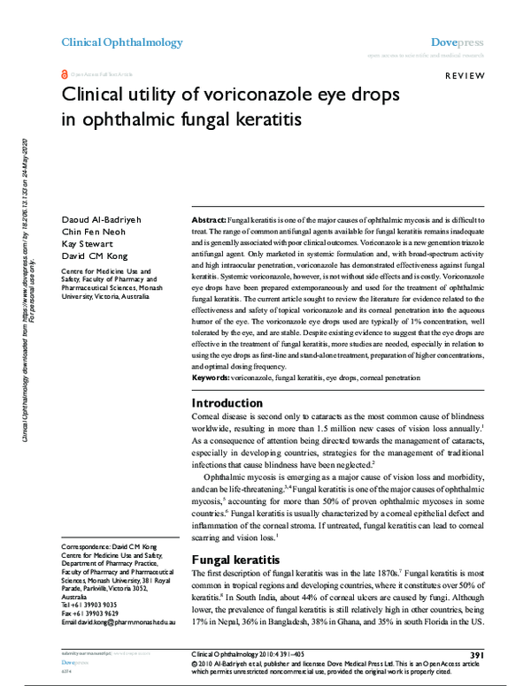 (PDF) Clinical utility of voriconazole eye drops in ophthalmic fungal ...