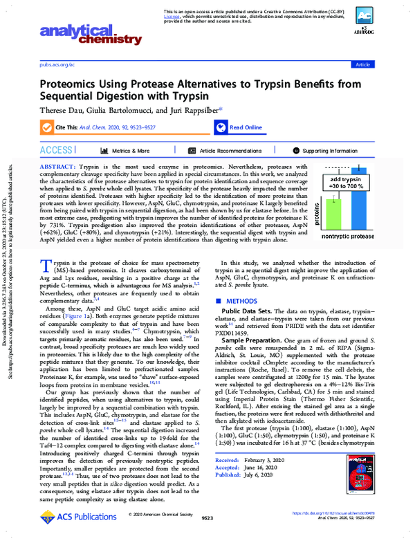(PDF) Proteomics Using Protease Alternatives to Trypsin Benefits from Sequential Digestion with ...