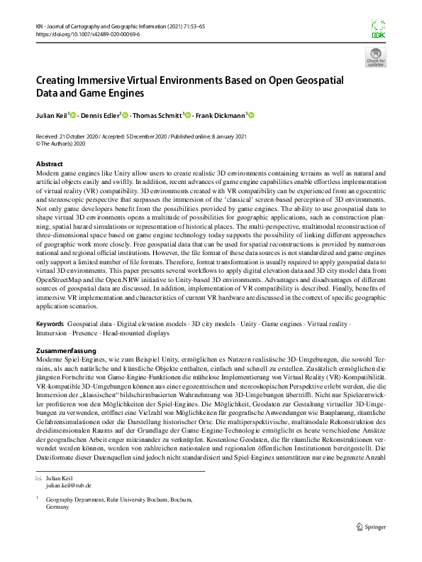 (PDF) Creating Immersive Virtual Environments Based on Open Geospatial ...