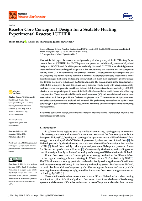 (PDF) Reactor Core Conceptual Design for a Scalable Heating ...