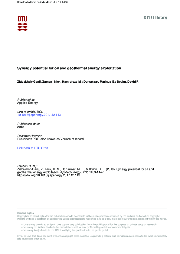 (PDF) Synergy potential for oil and geothermal energy exploitation ...
