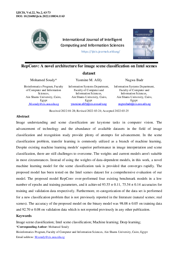 (PDF) RepConv: A novel architecture for image scene classification on ...