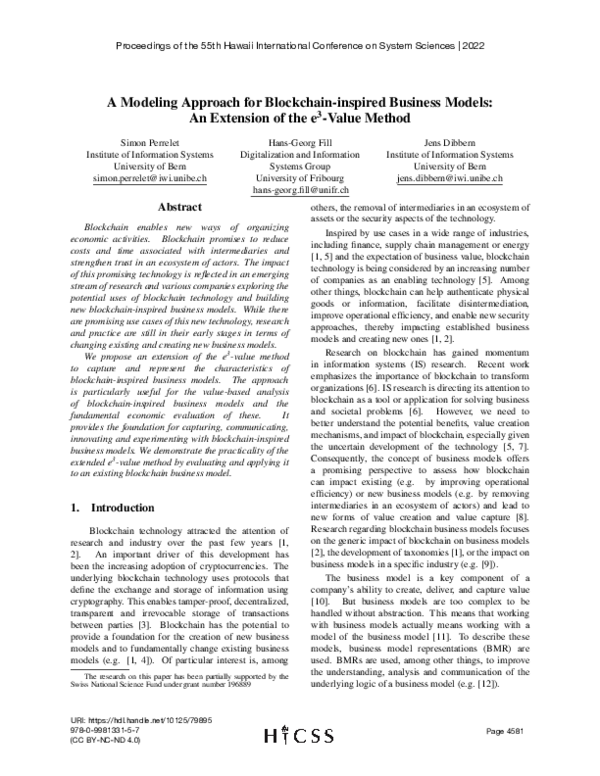 (PDF) A Modeling Approach for Blockchain-inspired Business Models: An ...