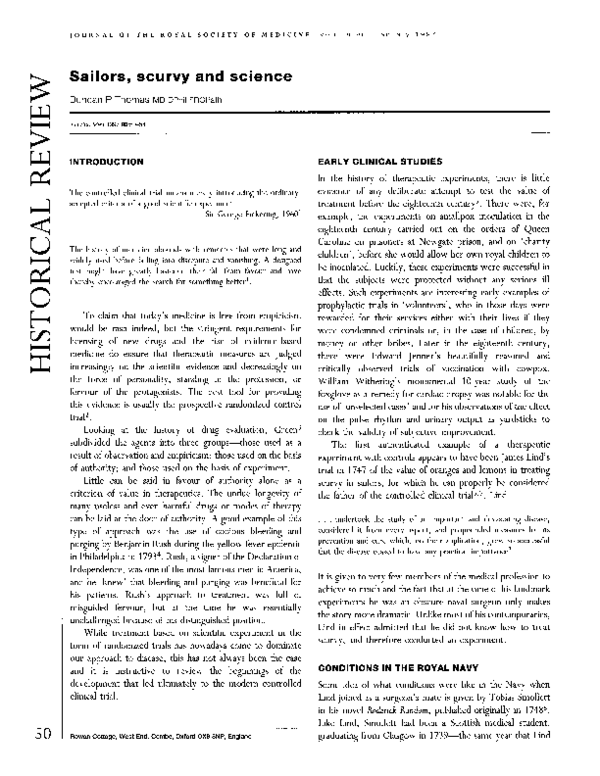 (PDF) Sailors, scurvy and science