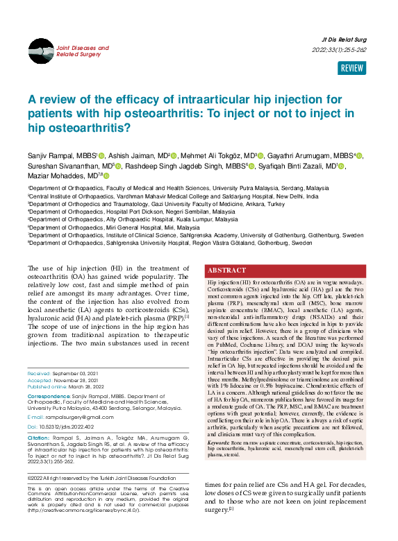 (PDF) A review of the efficacy of intraarticular hip injection for ...