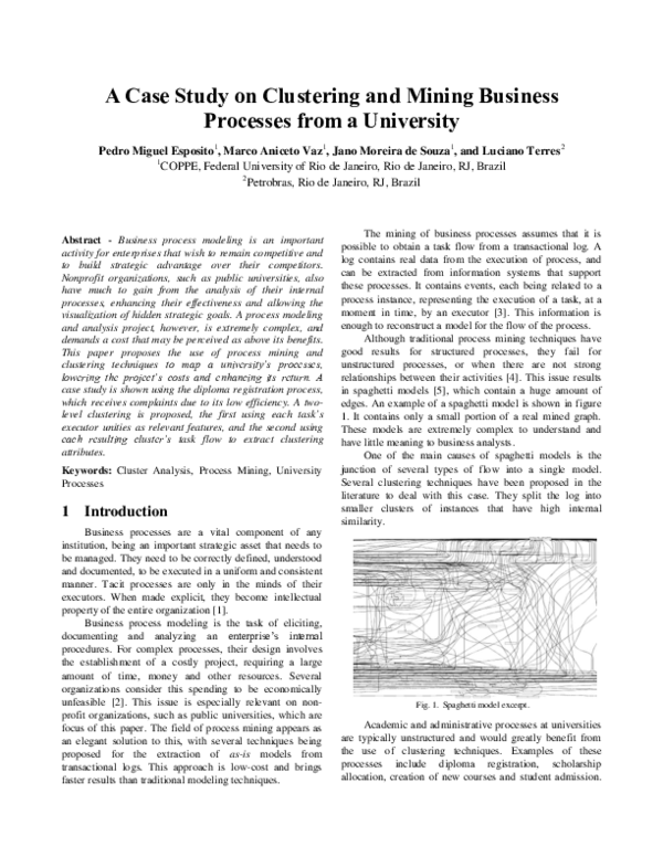 (PDF) A Case Study on Clustering and Mining Business Processes from a ...