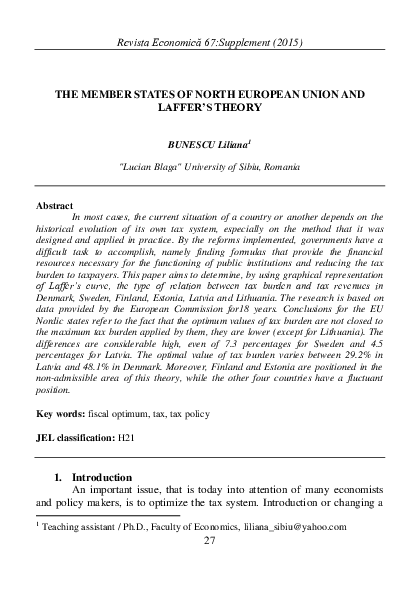 (PDF) The Member States Of North European Union And Laffer'S Theory