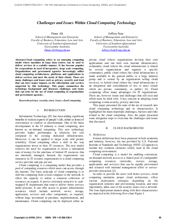 (PDF) Challenges and Issues within Cloud Computing Technology