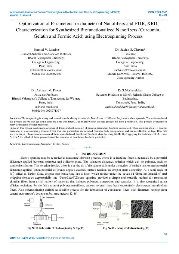 (PDF) Optimization of Parameters for diameter of Nanofibers and FTIR ...