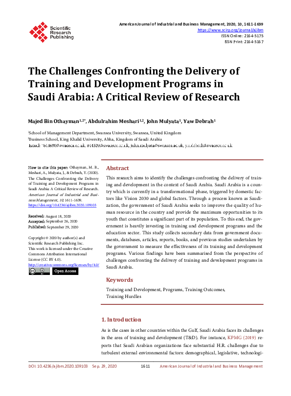 (PDF) The Challenges Confronting the Delivery of Training and ...