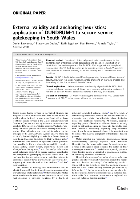 (PDF) External validity and anchoring heuristics: application of ...