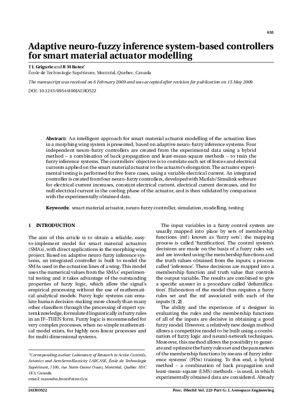 (PDF) Adaptive neuro-fuzzy inference system-based controllers for smart material actuator modelling
