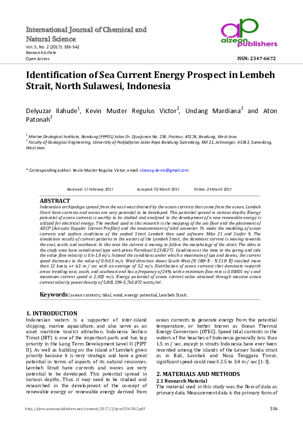 (PDF) Identification of Sea Current Energy Prospect in Lembeh Strait ...