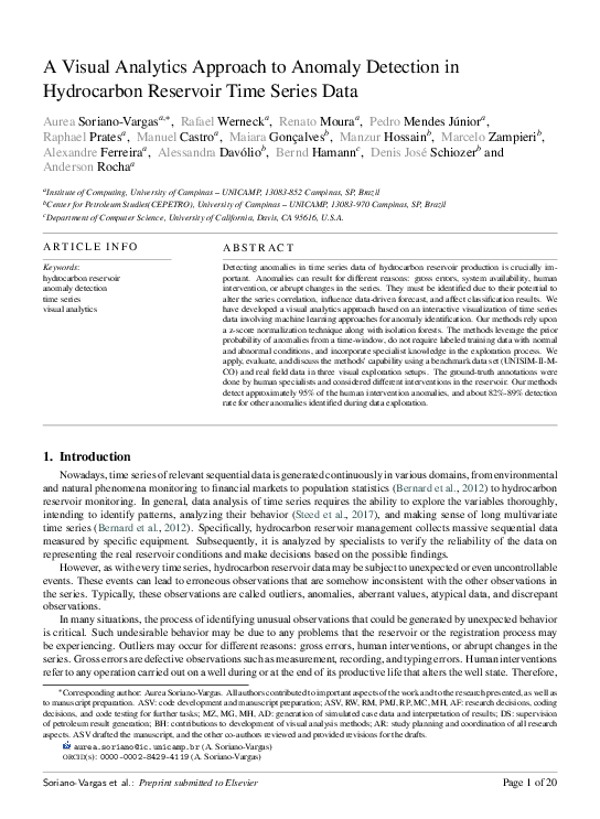 Pdf A Visual Analytics Approach To Anomaly Detection In Hydrocarbon