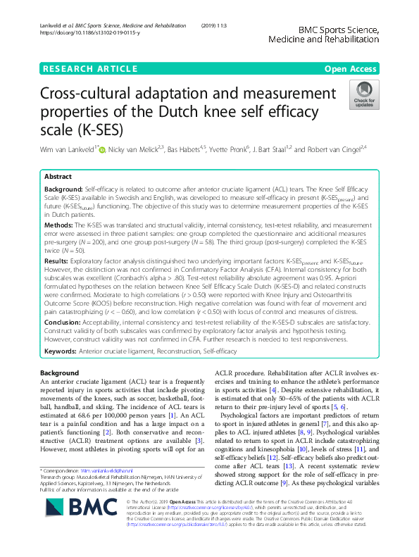 (PDF) Cross-cultural adaptation and measurement properties of the Dutch ...