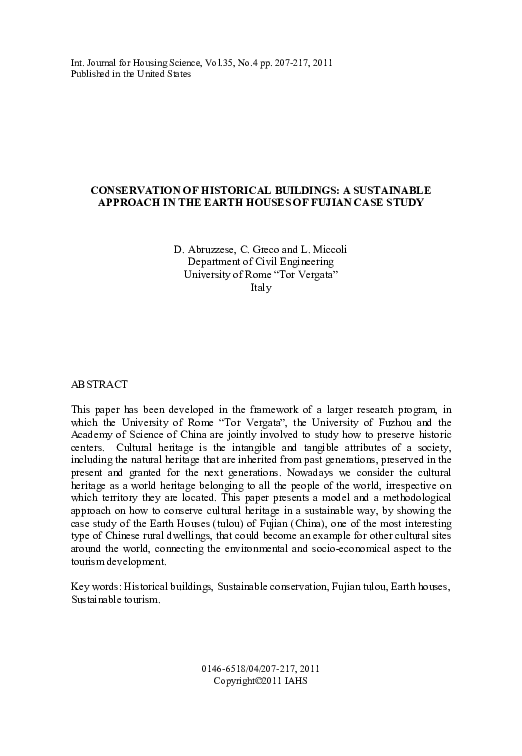 (PDF) Conservation of Historical Buildings: A Sustainable Approach in ...